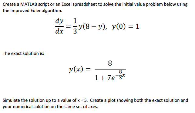 Solved Create A Matlab Script Or An Excel Spreadsheet To