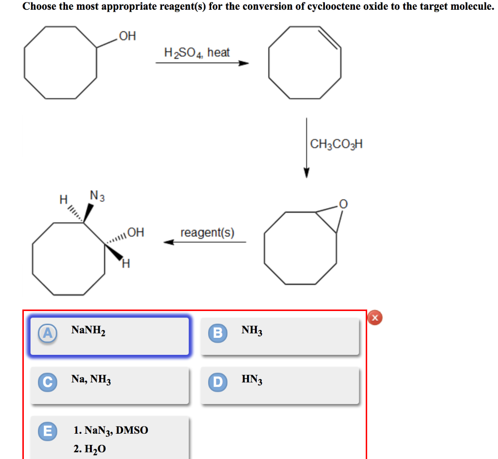 Solved Choose the most appropriate reagent(s) for the | Chegg.com