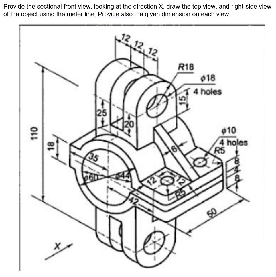Provide the sectional front view, looking at the | Chegg.com