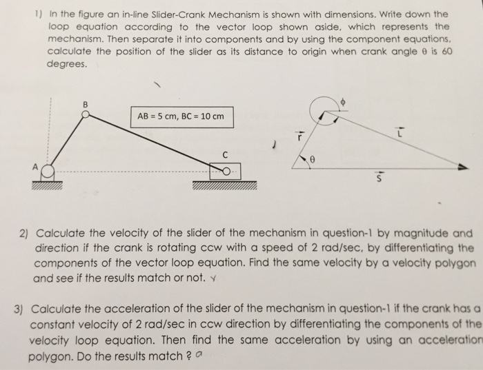 Solved 1) In the figure an in-line Slider-Crank Mechanism is | Chegg.com