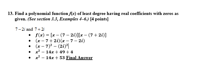 Solved 13. Find a polynomial function ffr) of least degree | Chegg.com