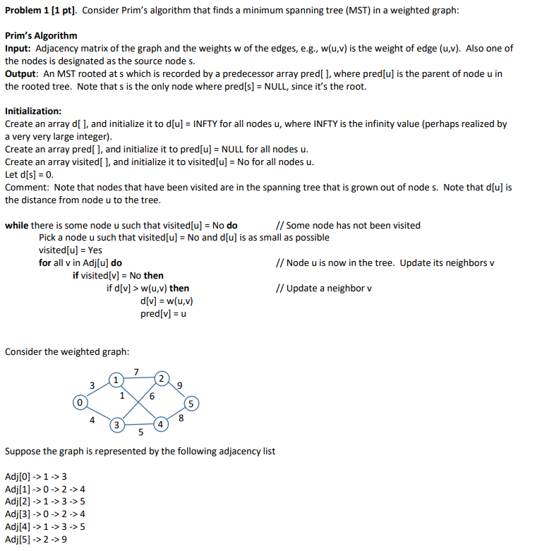 Solved Problem 1 [1 Pt] Consider Prim S Algorithm That