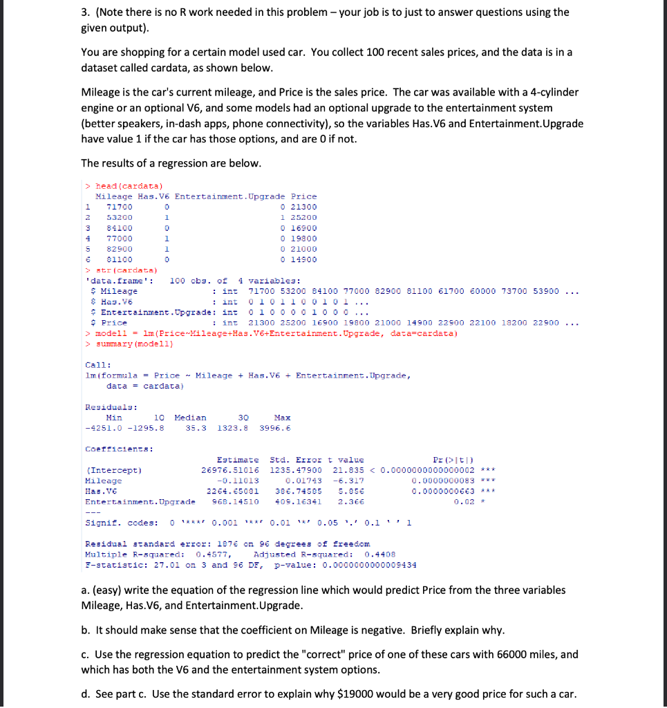 Solved 3. (Note there is no R work needed in this problem - | Chegg.com