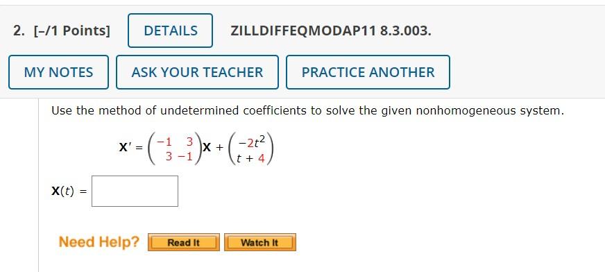 Solved /1 Points] ZILLDIFFEQMODAP11 8.3.003. Use the method | Chegg.com