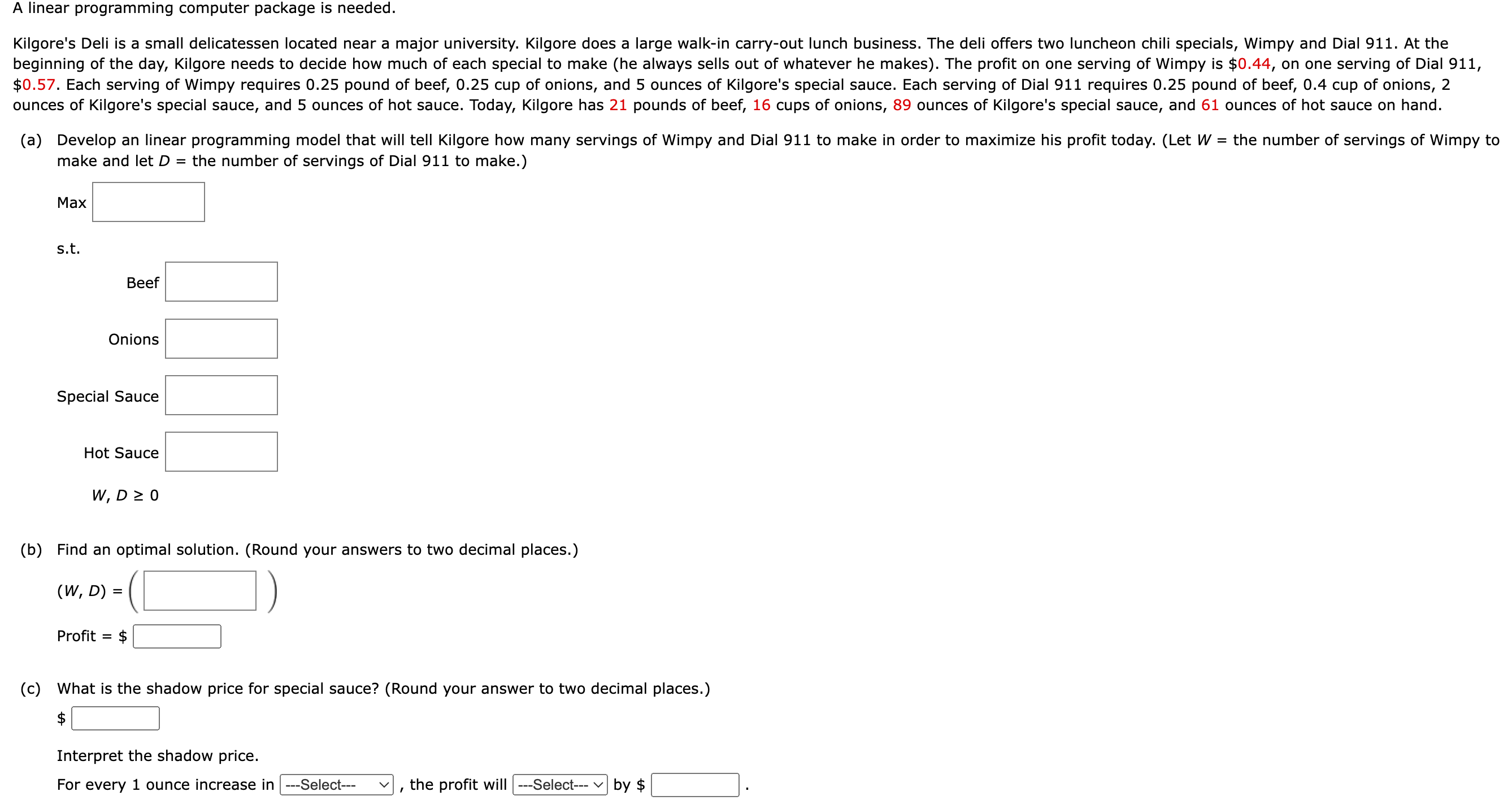 Solved A linear programming computer package is needed. make | Chegg.com