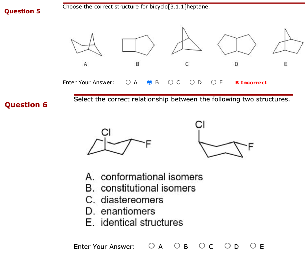 Solved 5) Choose the correct structure for | Chegg.com