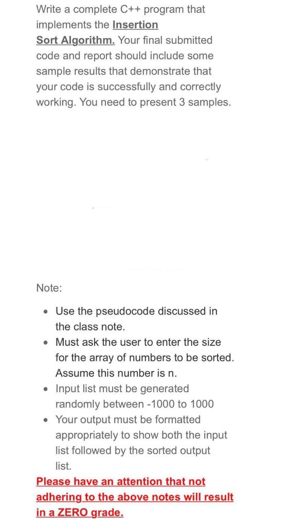 Solved Write a complete C++ program that implements the | Chegg.com