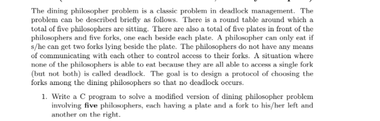 Solved The dining philosopher problem is a classic problem | Chegg.com