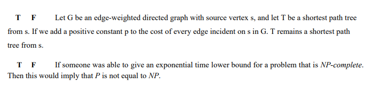 Solved T F Let G be an edge-weighted directed graph with | Chegg.com