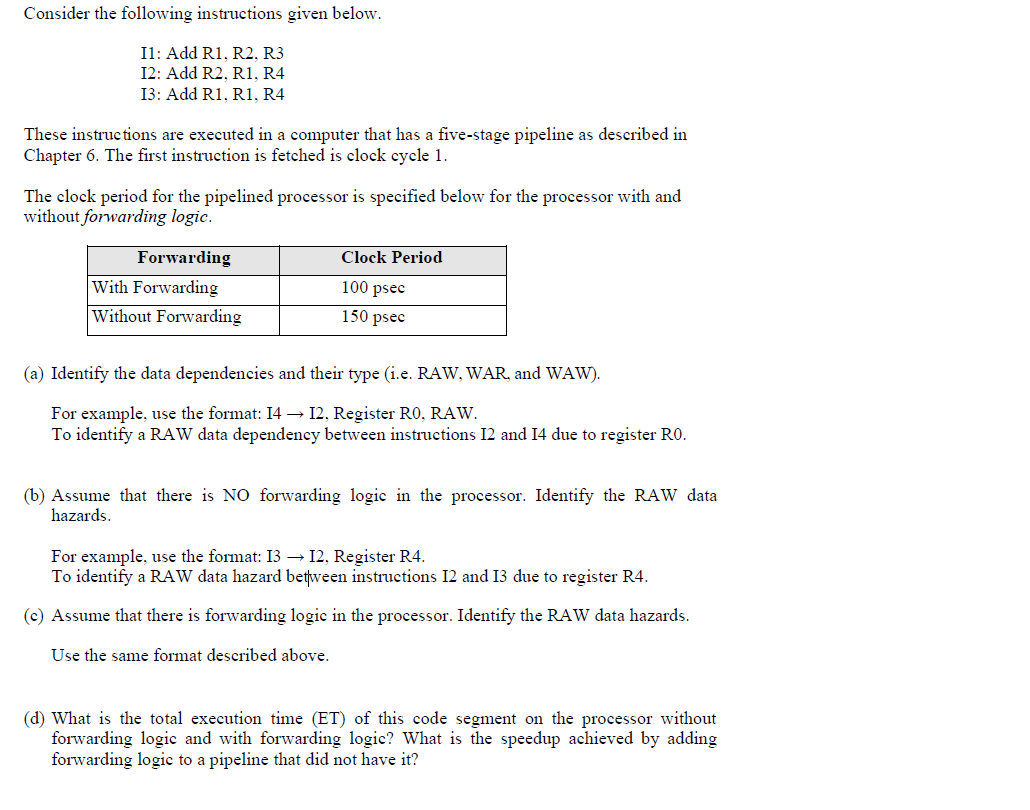 Solved Consider the following instructions given below. I1: | Chegg.com