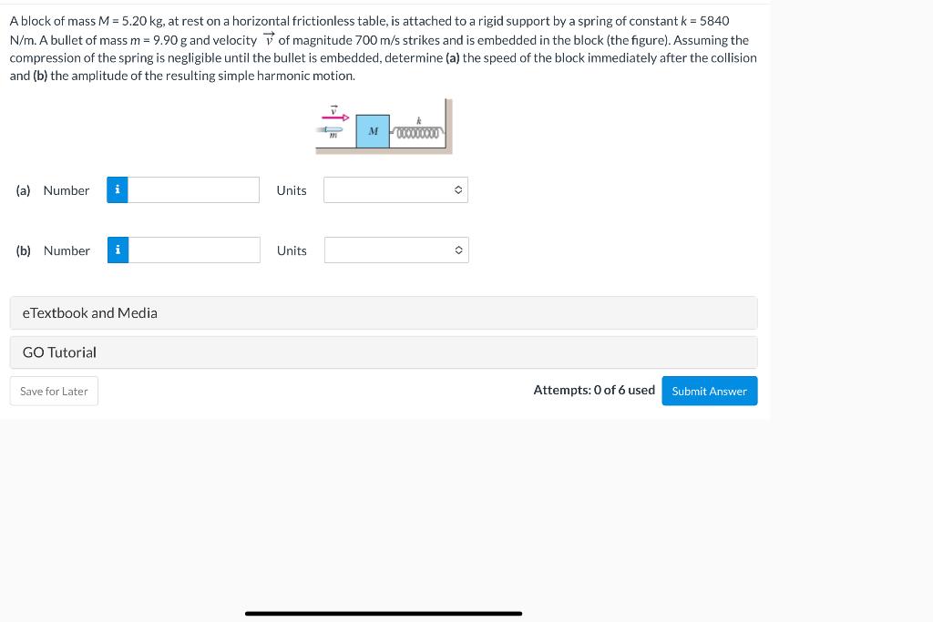 Solved A block of mass M = 5.20 kg, at rest on a horizontal | Chegg.com