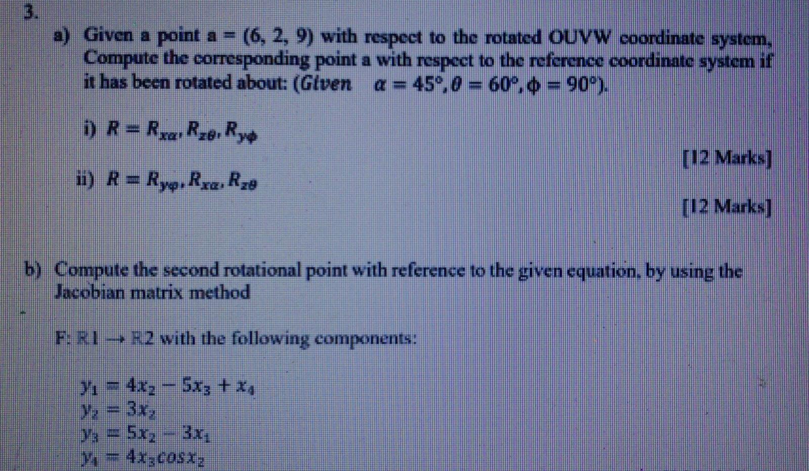 Solved 3. a) Given a point a = (6, 2, 9) with respect to the | Chegg.com