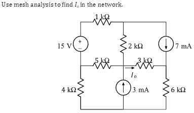 Solved Use mesh analysis to find I0 in the network. | Chegg.com