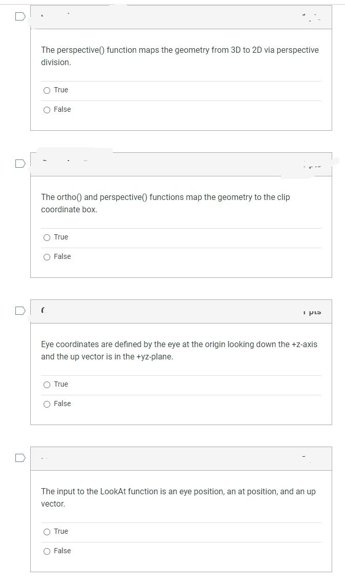 Solved The perspective function maps the geometry from 3D to | Chegg.com