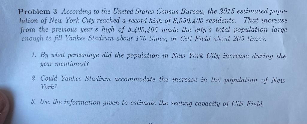 Solved Problem 3 According to the United States Census | Chegg.com
