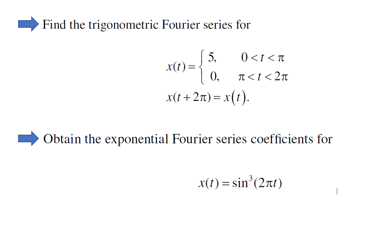 Solved Find the trigonometric Fourier series for 5, 0 | Chegg.com