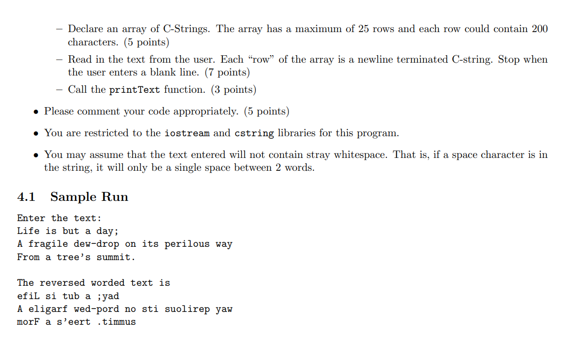Solved 4 Problem 3 - Word Reverse - 50 points Dr. Bizzarus | Chegg.com