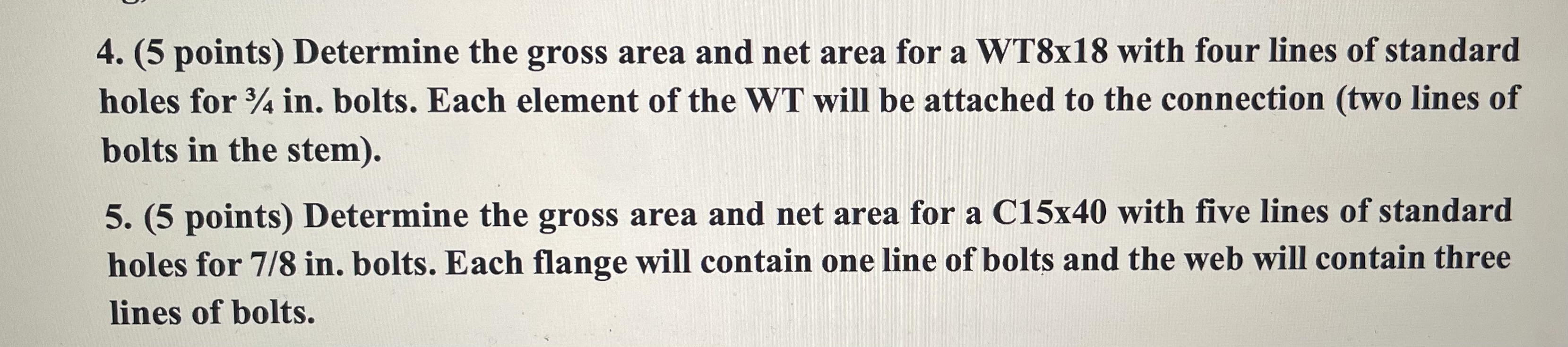 Solved 4. (5 points) Determine the gross area and net area | Chegg.com