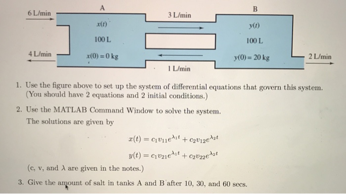 Solved 2 Solving Systems using MATLAB Two large tanks, each | Chegg.com