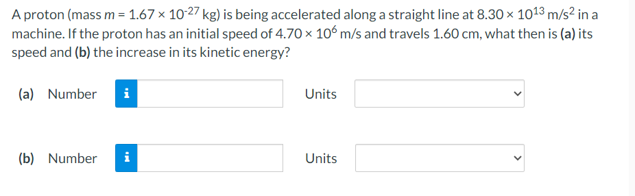 Solved A Proton Mass M 1 67×10−27 Kg Is Being Accelerated