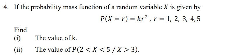 Solved 4. If the probability mass function of a random | Chegg.com