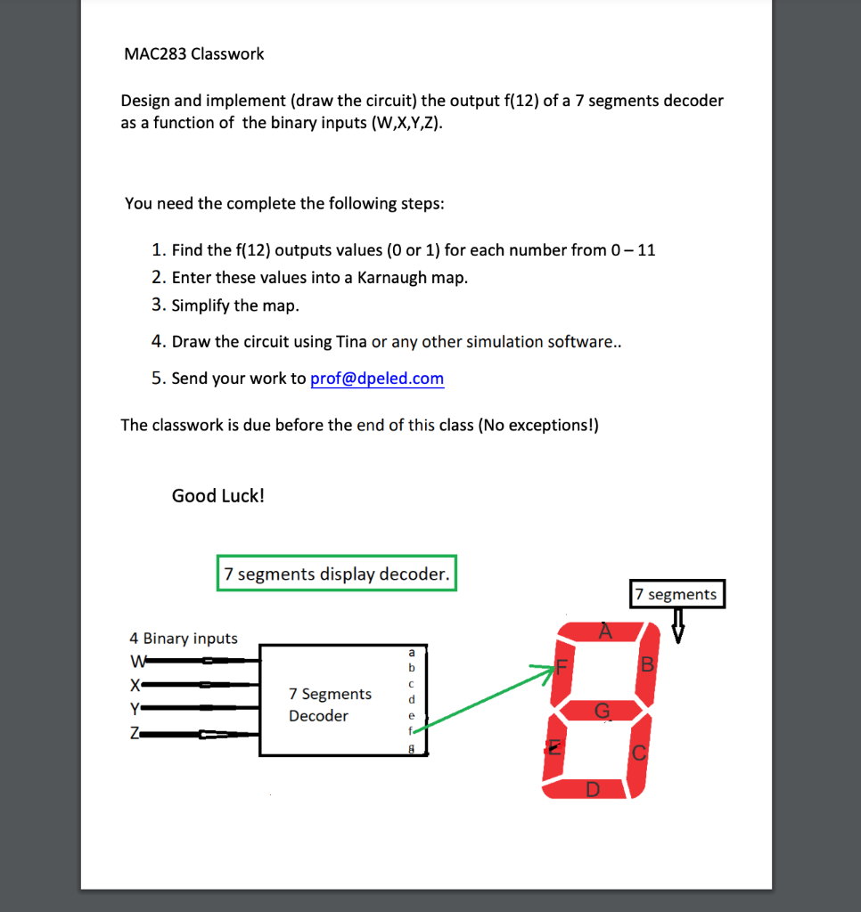 MAC283 Classwork Design and implement (draw the | Chegg.com