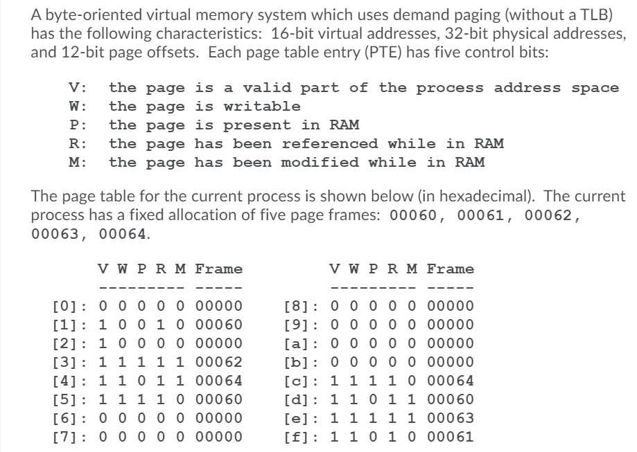 Solved A byte-oriented virtual memory system which uses | Chegg.com