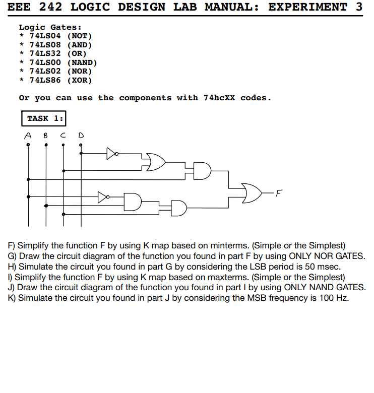 Solved EEE 242 LOGIC DESIGN LAB MANUAL: EXPERIMENT 3 Logic | Chegg.com