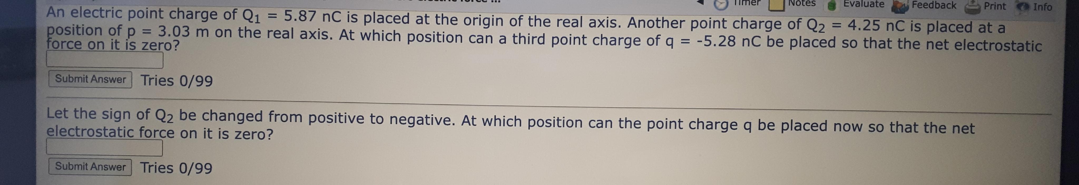 Solved An electric point charge of Q1=5.87nC is placed at | Chegg.com