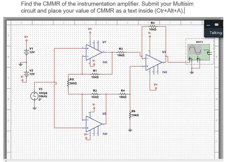 Solved Find the CMMR of the instrumentation amplifier. | Chegg.com