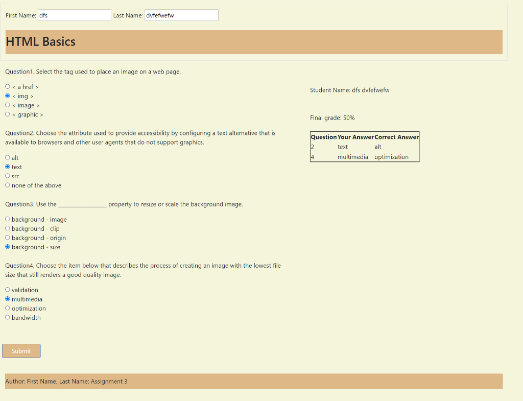 Solved I am trying to creat a html/css/javascript page that | Chegg.com
