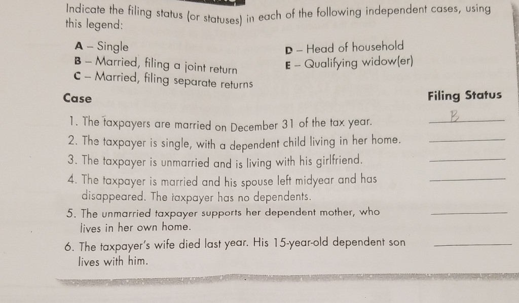 Solved this legend or statuses) in each of the following | Chegg.com