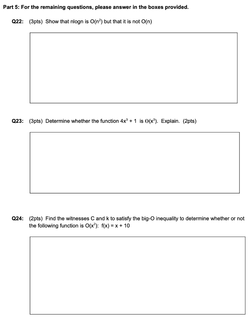 Solved Part 5: For the remaining questions, please answer in | Chegg.com