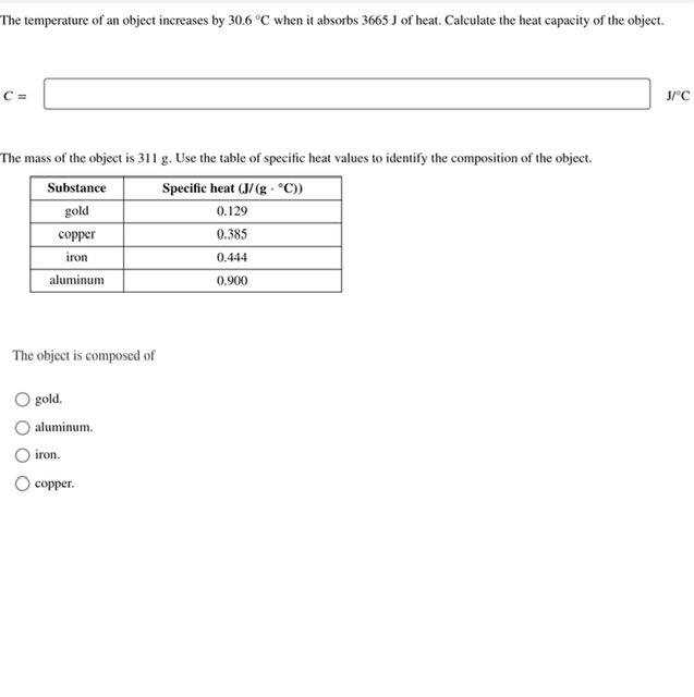 Solved The temperature of an object increases by 30.6∘C when | Chegg.com