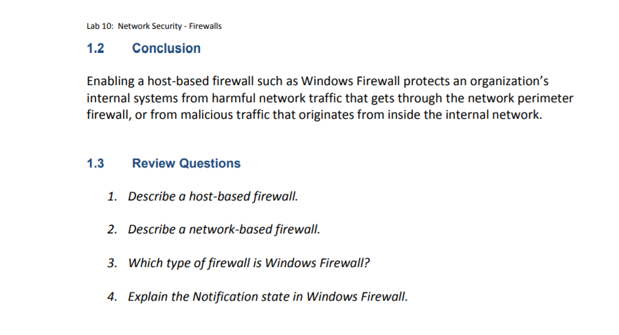 Solved Lab 10: Network Security - Firewalls 2.2 Conclusion | Chegg.com