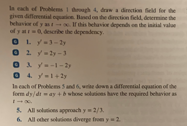 Solved In each of Problems 1 through 4, draw a direction | Chegg.com