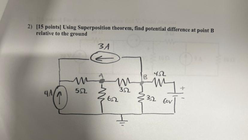 Solved 2) [15 points] Using Superposition theorem, find | Chegg.com