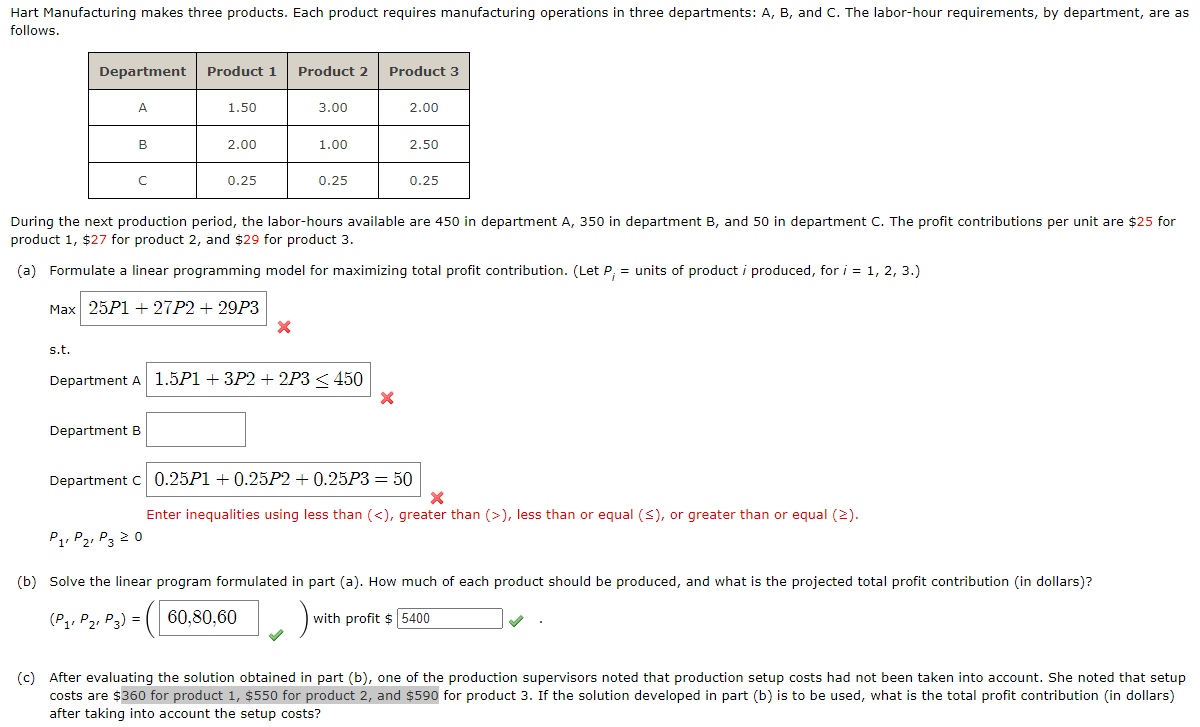 Hart Manufacturing makes three products. Each product | Chegg.com