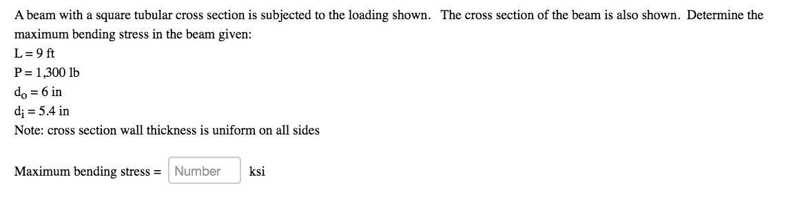 Solved A beam with a square tubular cross section is | Chegg.com