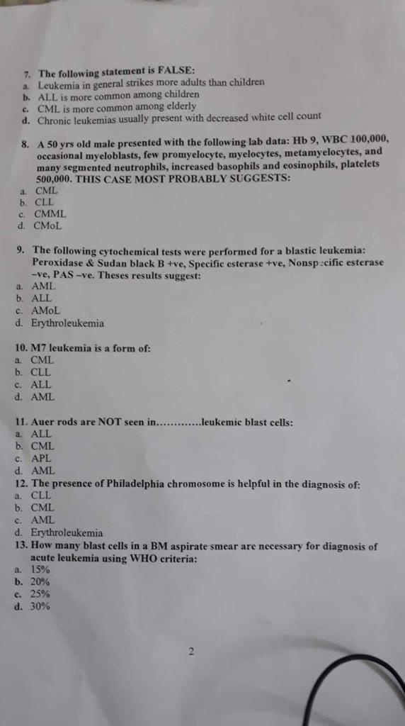 Solved 1. The following is NOT a characteristic of MO AML: | Chegg.com