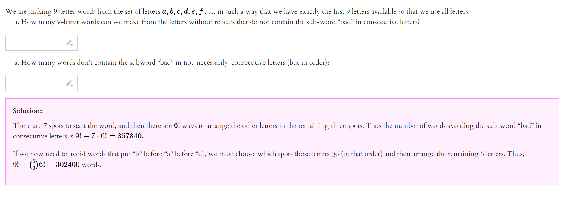 Solved We are making 11-letter words from the set of letters | Chegg.com