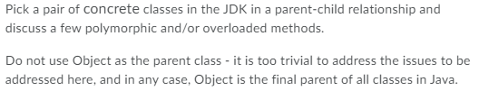 Solved Pick a pair of concrete classes in the JDK in a | Chegg.com