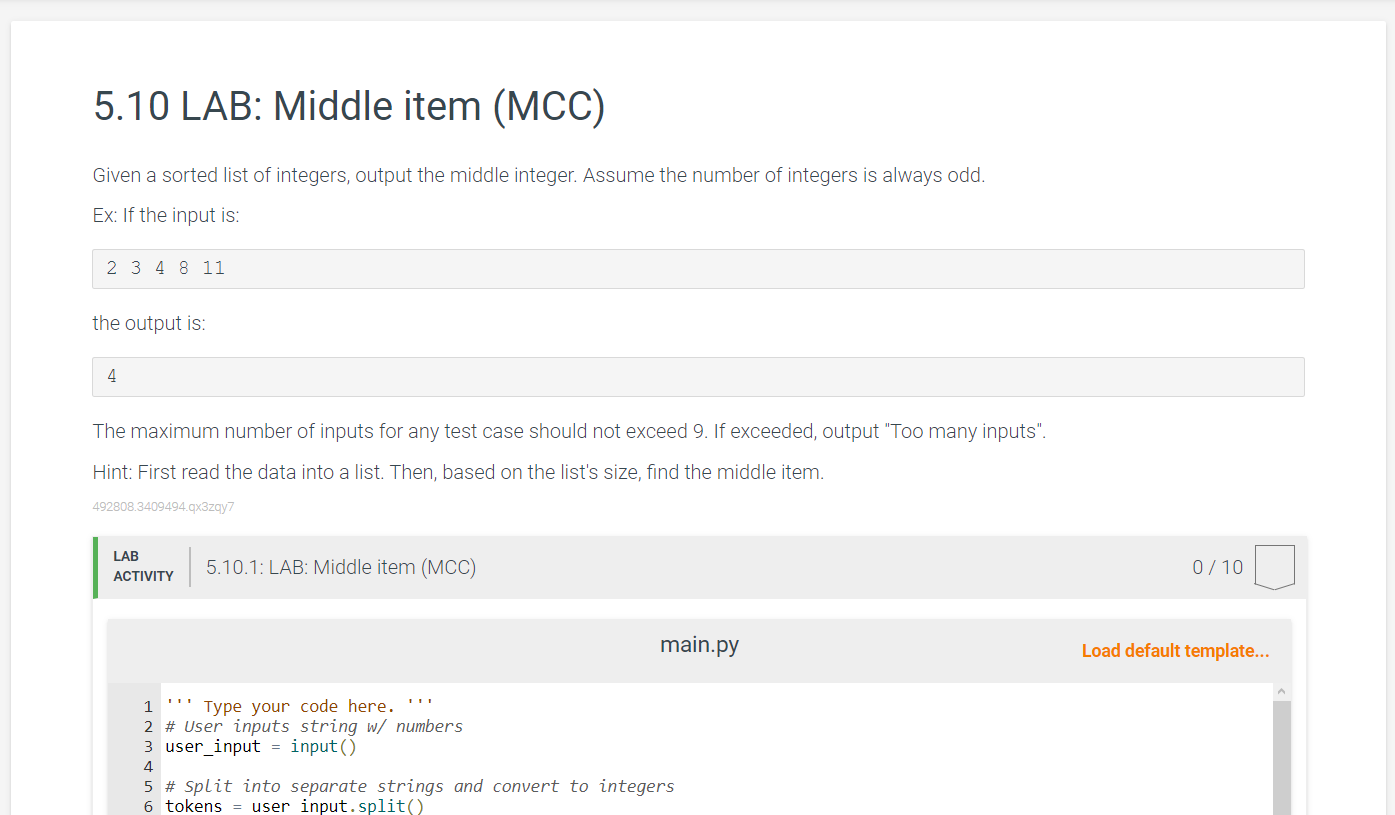 Solved Given a sorted list of integers, output the middle | Chegg.com Solved Given a sorted list of integers, output the middle | Chegg.com