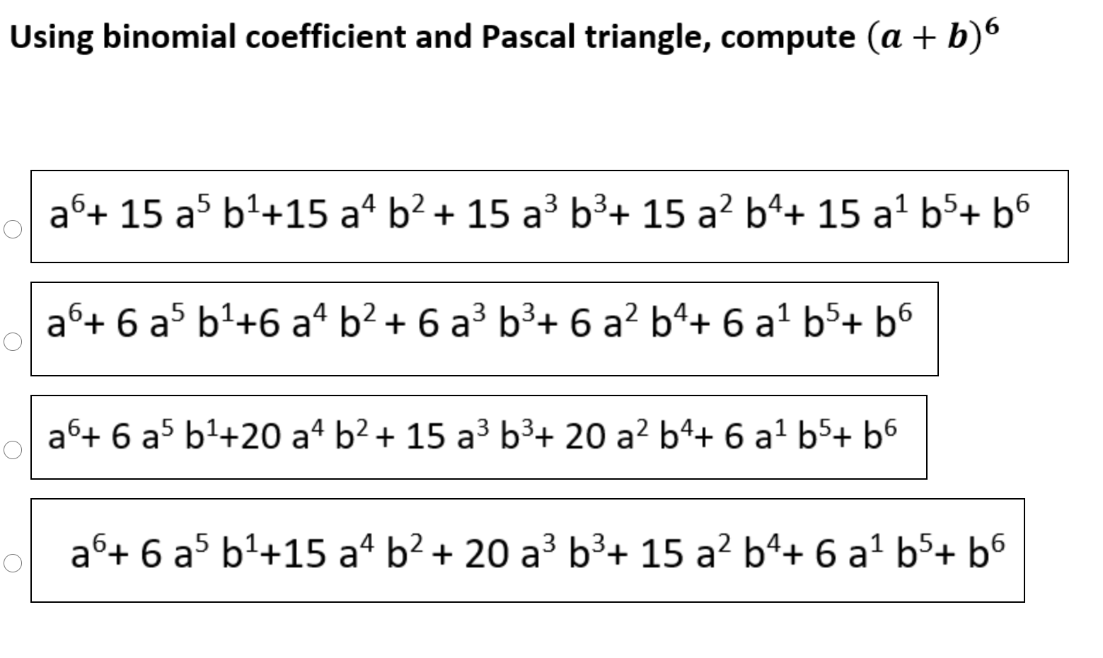 Solved Using binomial coefficient and Pascal triangle, | Chegg.com