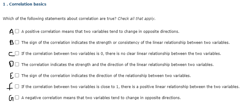 Solved Which of the following statements about correlation | Chegg.com