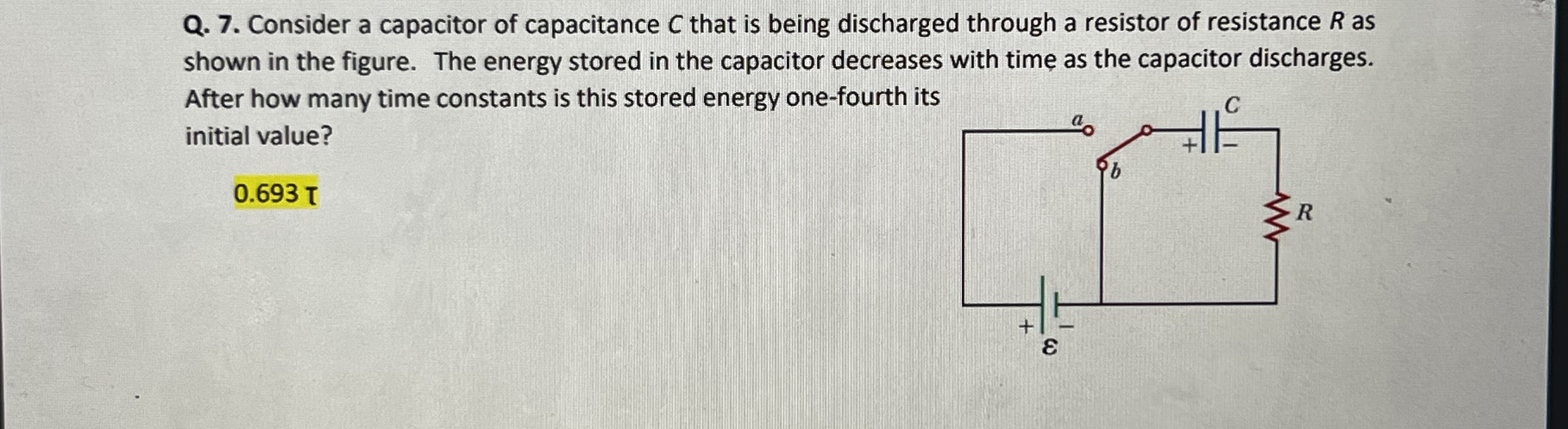 Solved Q. 7. Consider a capacitor of capacitance C that is | Chegg.com
