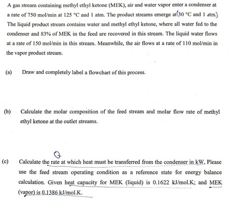 Solved A gas stream containing methyl ethyl ketone (MEK), | Chegg.com