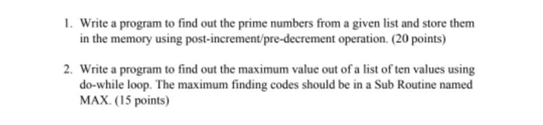 1. Write a program to find out the prime numbers from | Chegg.com
