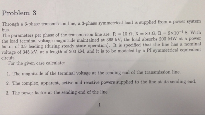Solved Through a 3-phase transmission line, a 3-phase | Chegg.com
