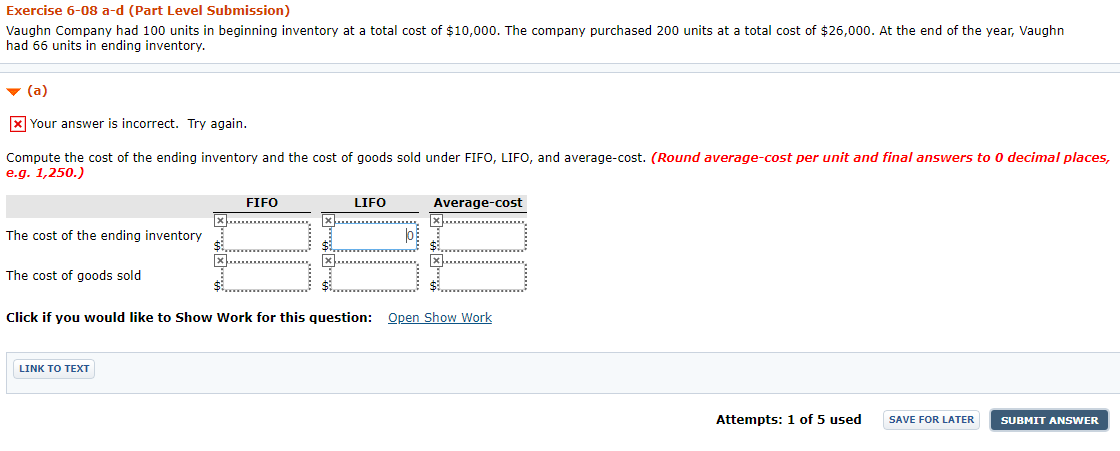 Solved Exercise 6-08 a-d (Part Level Submission) Vaughn | Chegg.com